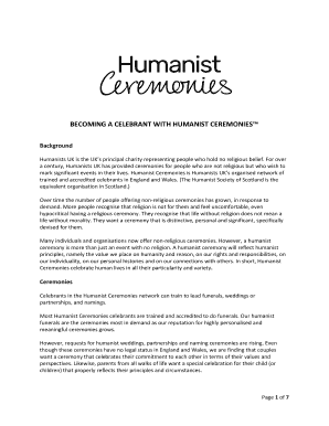 Fillable Online BECOMING A CELEBRANT WITH HUMANIST CEREMONIES Fax Email ...