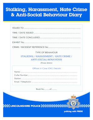 Fillable Online Stalking, Harassment, Hate Crime Fax Email Print ...