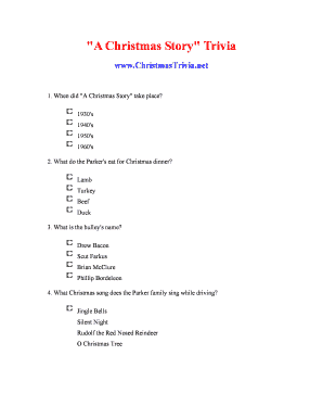 Fillable Online "A Christmas Story" Trivia Fax Email Print - pdfFiller
