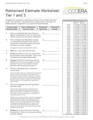 Fillable Online Retirement Estimate Worksheet: Tier 1 and 3 Fax Email ...