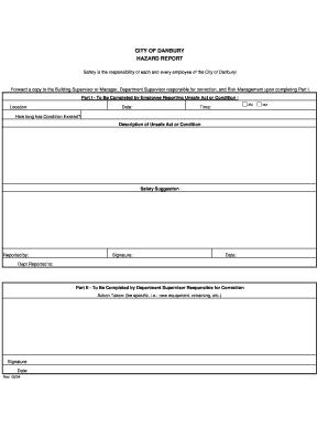 Fillable Online HAZARD REPORT Fax Email Print - pdfFiller