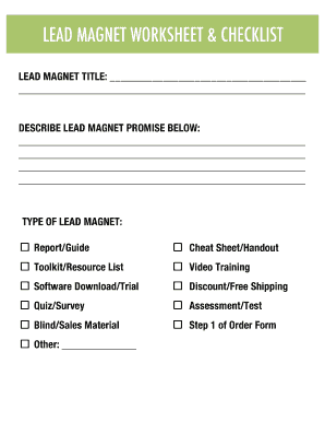 Fillable Online LEAD MAGNET WORKSHEET & CHECKLIST Fax Email Print ...