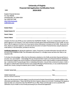 Fillable Online Financial Aid Application Certification Form Fax Email ...