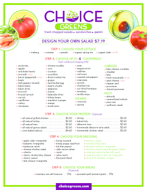 Fillable Online DESIGN YOUR OWN SALAD $7 Fax Email Print - pdfFiller