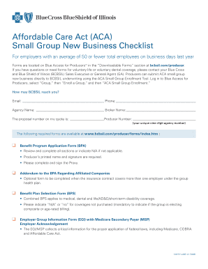 Fillable Online Small Group New Business Checklist Fax Email Print ...