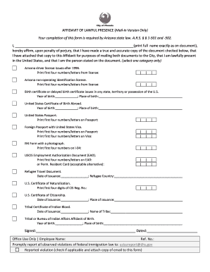 Fillable Online AFFIDAVIT OF LAWFUL PRESENCE (Mail-in Version Only) Fax ...