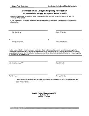 Fillable Online Certification for Delayed Eligibility Notification Fax ...