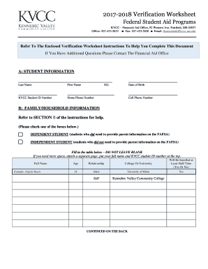 Fillable Online KVCC Financial Aid Office, 92 Western Ave Fax Email ...