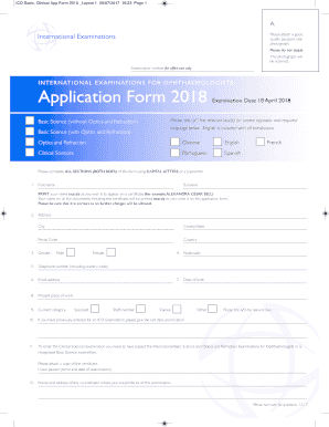 Fillable Online ICO Basic, Clinical App Form 2018 Layout 1 20/07/2017 ...