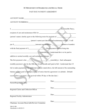 Fillable Online PAST DUE PAYMENT AGREEMENT Fax Email Print - pdfFiller
