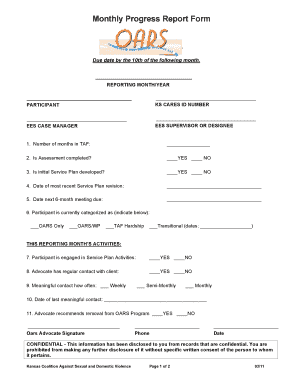Fillable Online Monthly Progress Report Form Fax Email Print - pdfFiller