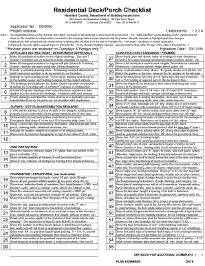 Fillable Online Residential Deck/Porch Checklist Fax Email Print ...