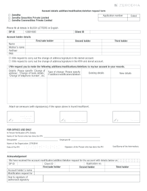 Fillable Online Account details addition/modication/deletion request form Fax Email Print ...