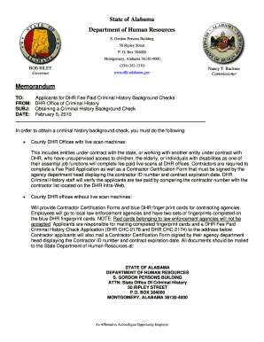 Fillable Online dhr alabama Applicants for DHR Fee Paid Criminal ...
