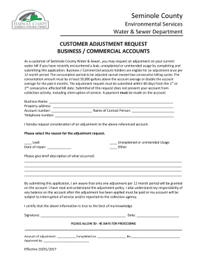 Fillable Online CUSTOMER ADJUSTMENT REQUEST Fax Email Print - pdfFiller