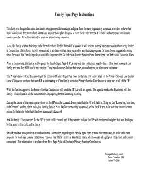 Fillable Online chfs ky Family Input Page Instructions Fax Email Print ...