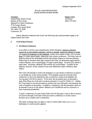 Fillable Online JUDGE RENE MARIE BUMB Fax Email Print - pdfFiller