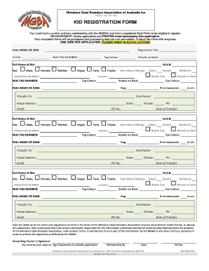 Fillable Online KID REGISTRATION FORM Fax Email Print - pdfFiller