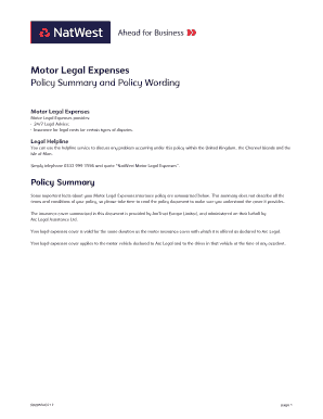 Fillable Online Motor Legal Expenses provides: Fax Email Print - pdfFiller