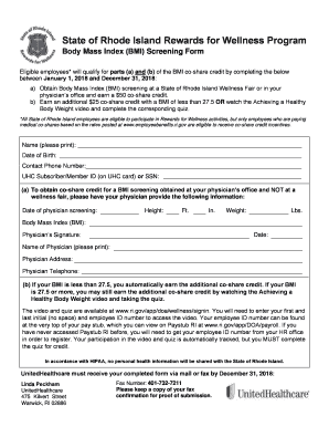 Fillable Online Body Mass Index (BMI) Screening Form Fax Email Print ...