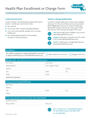 Fillable Online Health Plan Enrollment or Change Form Fax Email Print ...