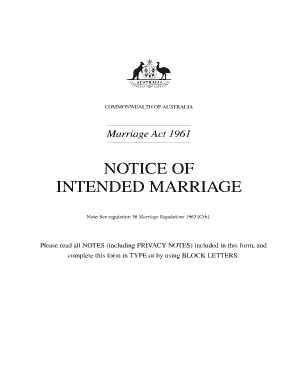 Fillable Online Notice of Intended Marriage Fax Email Print - pdfFiller