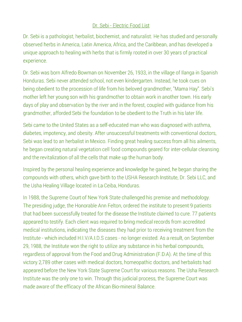 Fillable Online Dr. Sebi Nutrition Guide Fax Email Print - pdfFiller