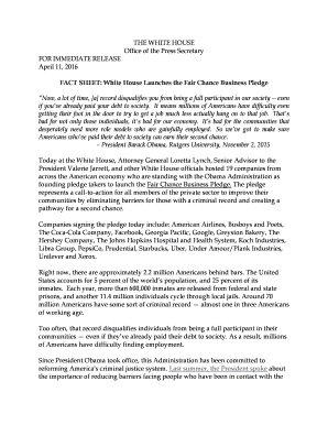 Fillable Online FACT SHEET: White House Launches the Fair Chance ...