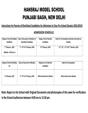 Play School Admission Form Pdf | pdfFiller