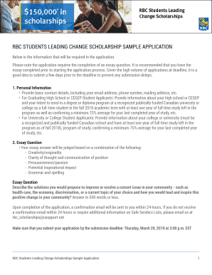Fillable Online RBC STUDENTS LEADING CHANGE SCHOLARSHIP SAMPLE ...