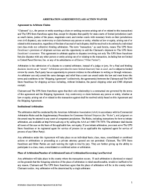 Fillable Online ARBITRATION AGREEMENT/CLASS ACTION WAIVER Fax Email ...