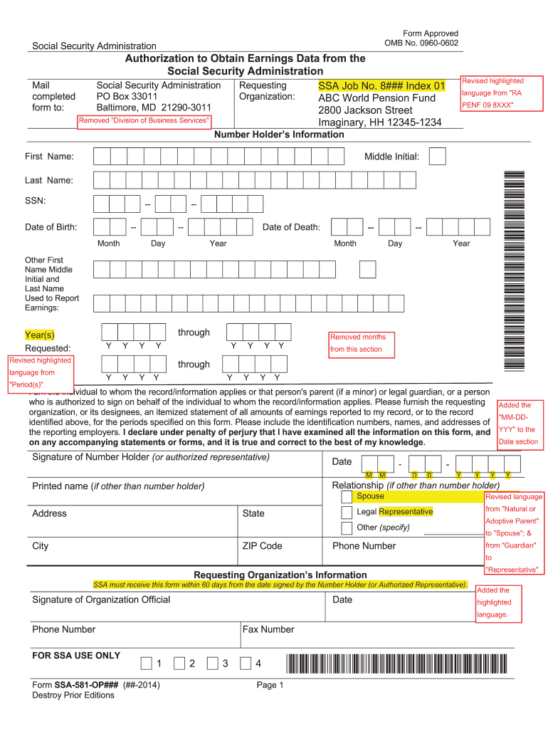 Fillable Online reginfo Authorization to Obtain Earnings Data from the ...