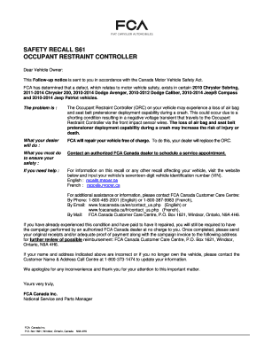 Fillable Online SAFETY RECALL S61 Fax Email Print - pdfFiller
