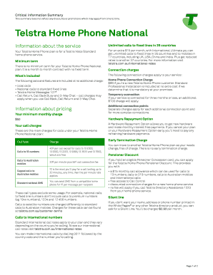 Fillable Online Telstra Home Phone National Fax Email Print - pdfFiller