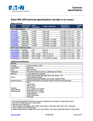 Fillable Online Eaton 9PX UPS technical specifications (700-3000 VA 2U ...