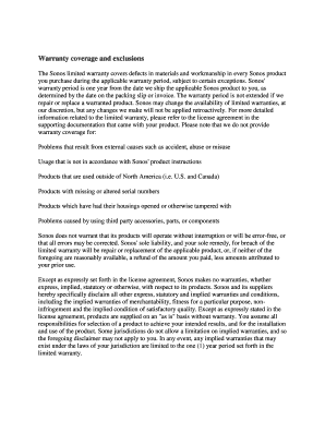 Fillable Online Warranty coverage and exclusions Fax Email Print ...