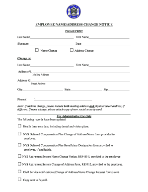 Fillable Online EMPLOYEE NAME/ADDRESS CHANGE NOTICE Fax Email Print ...
