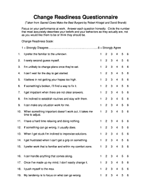 Fillable Online Change Readiness Questionnaire Fax Email Print - pdfFiller