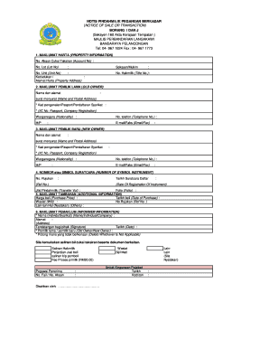 (NOTICE OF SALE OR TRANSACTION) - Fill and Sign Printable Template Online