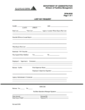 Fillable Online LOST KEY REQUEST Fax Email Print - pdfFiller