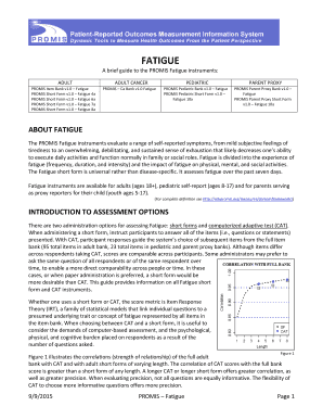 Fillable Online A brief guide to the PROMIS Fatigue instruments: Fax ...