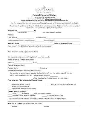 Fillable Online Funeral Planning Wishes Fax Email Print - pdfFiller