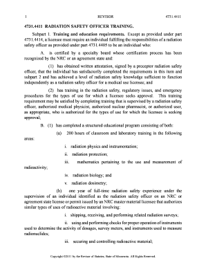 Fillable Online 4411 RADIATION SAFETY OFFICER TRAINING Fax Email Print ...