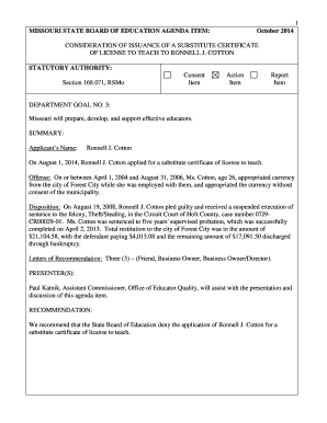 Fillable Online dese mo CONSIDERATION OF ISSUANCE OF A SUBSTITUTE ...