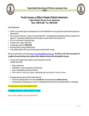 Fillable Online Virginia Medicaid Preferred Drug List With Service ...