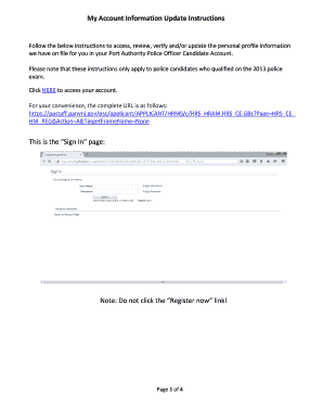 Fillable Online panynj My Account Information Update Instructions This is the Sign In ...