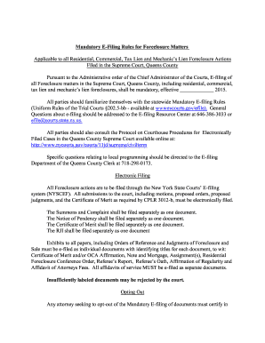 Fillable Online Mandatory E-Filing Rules for Foreclosure Matters Fax ...