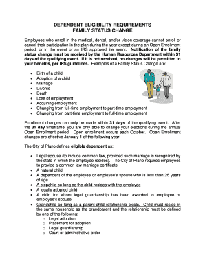Fillable Online DEPENDENT ELIGIBILITY REQUIREMENTS Fax Email Print ...