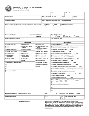 Fillable Online forms in Fillable PODIATRY CONSULTATION RECORD Fax ...