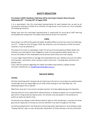 Fillable Online SAFETY INDUCTION Fax Email Print - pdfFiller